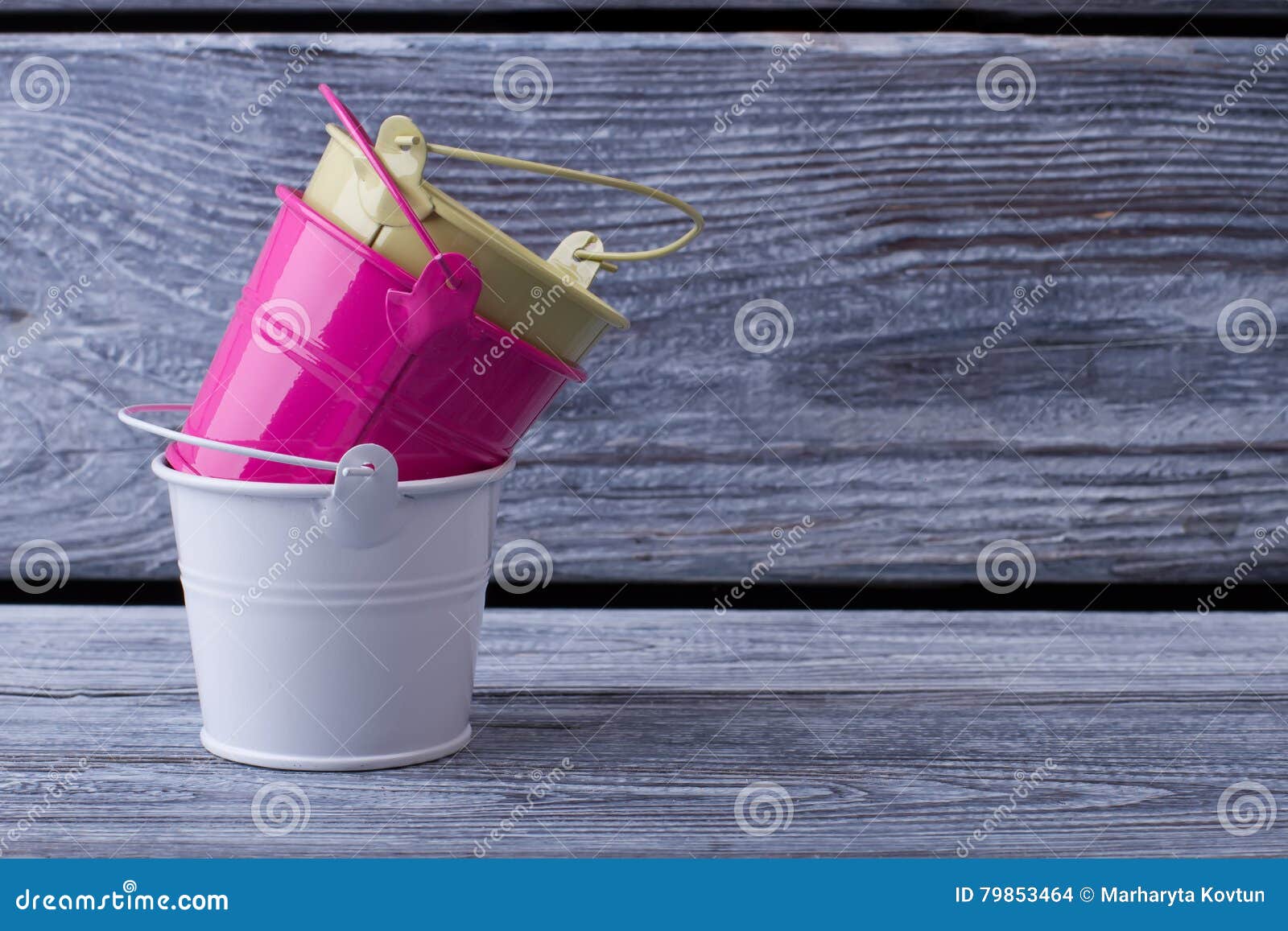 Stack of Colorful Little Buckets. Stock Photo - Image of steel, clean ...