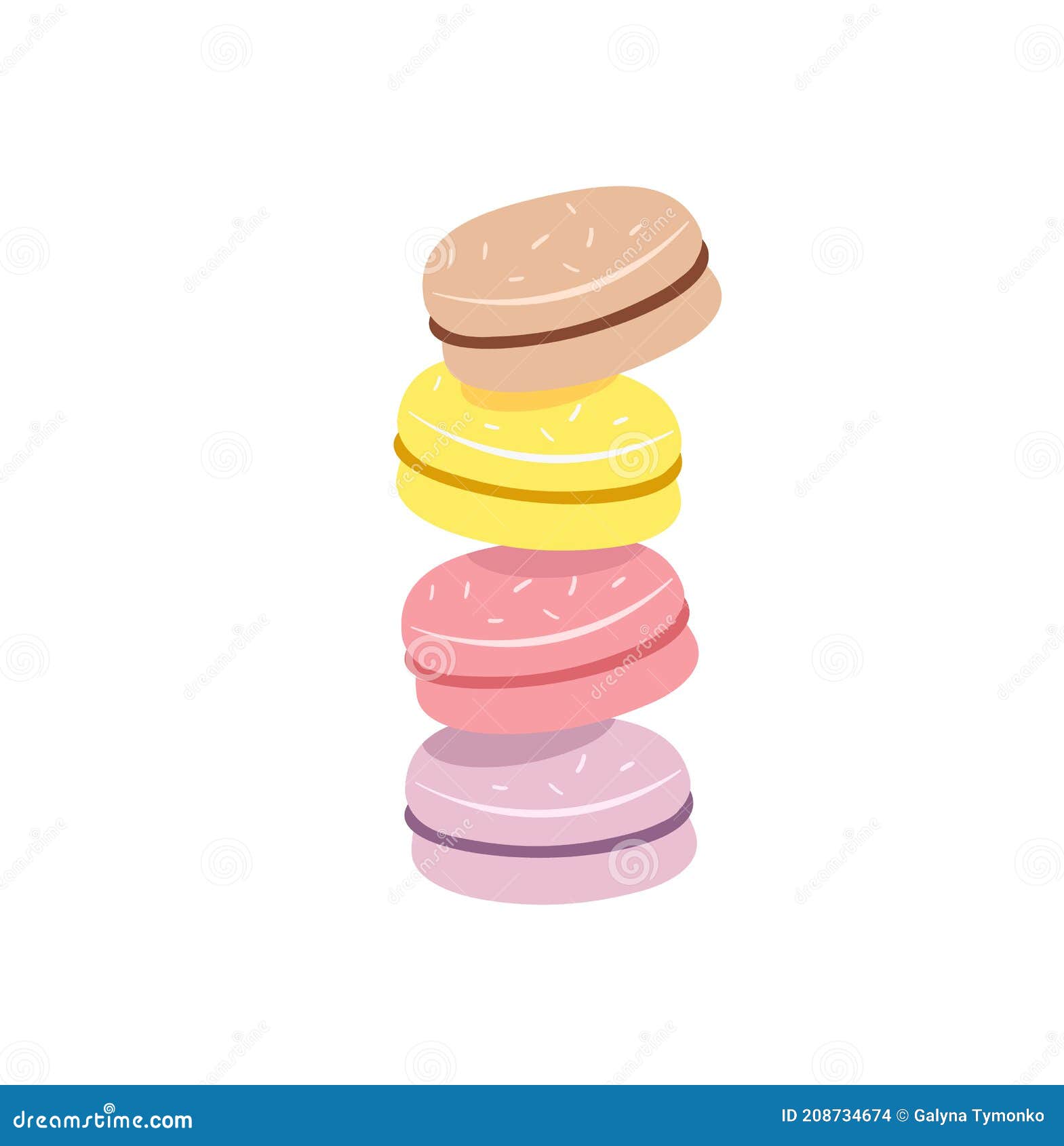 Macaron Or Macaroon Biscuits Cake, Sketch Vector Illustration Isolated ...