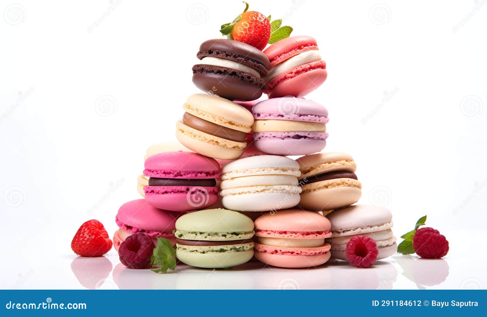Stack of Colorful Macarons Copy Space White Background, Ai Generative ...