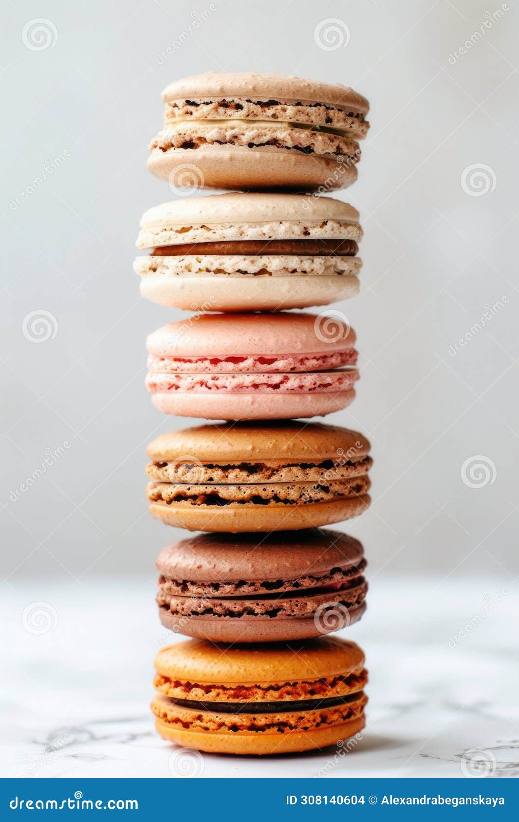 Stack of Colorful Macarons on a Marble Background Stock Illustration ...