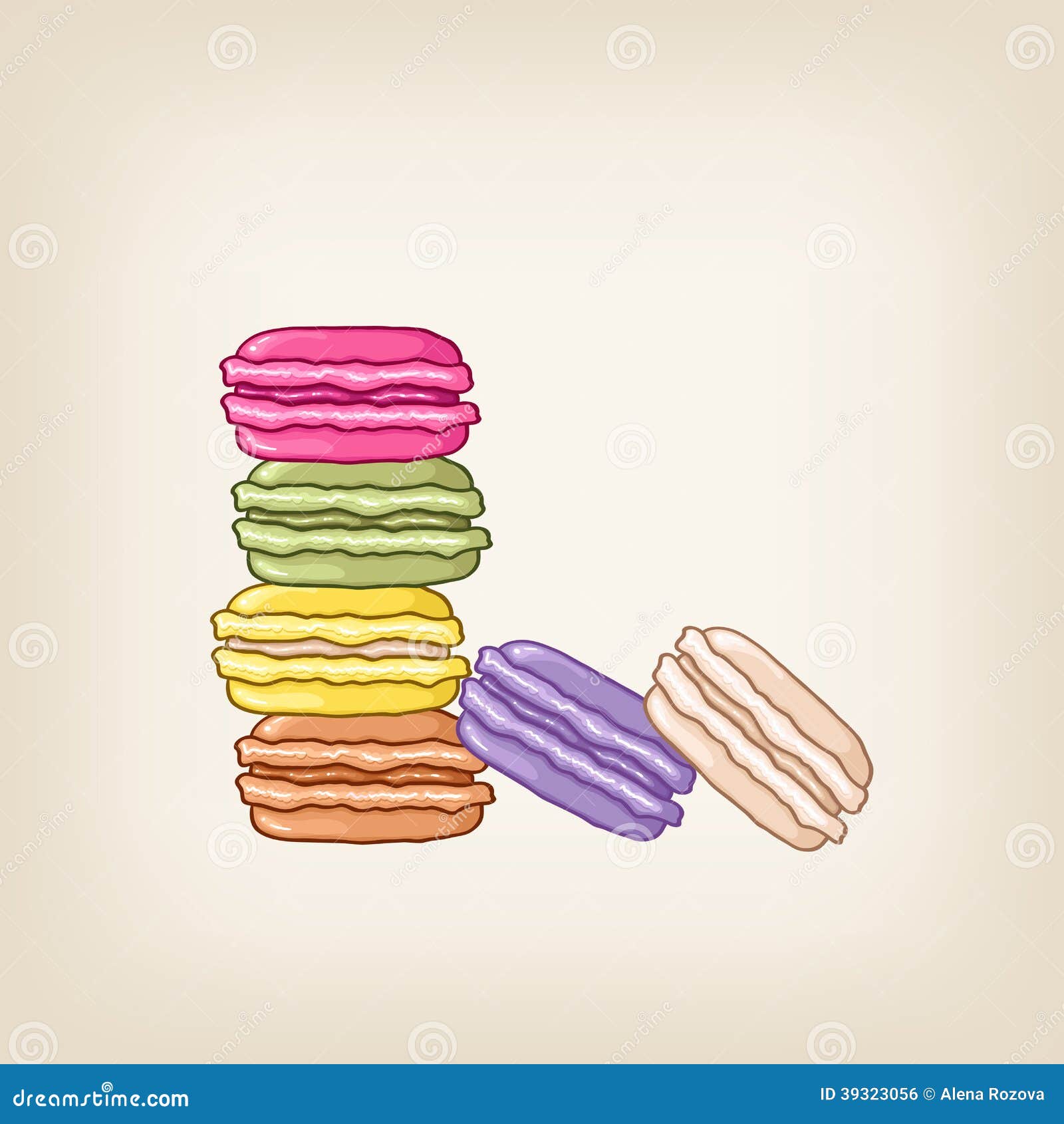 Stack of Colorful Macaroons Stock Illustration - Illustration of orange ...