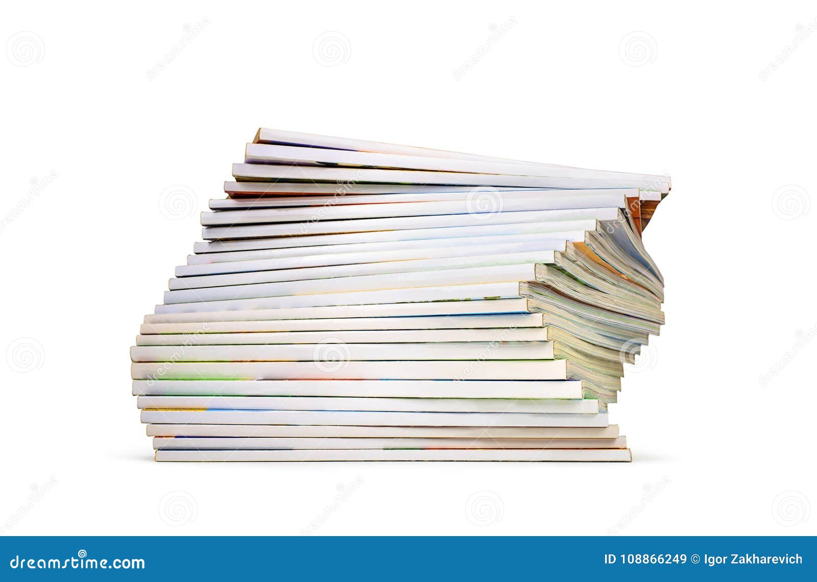 Stack of Colorful Magazines Isolated Stock Image - Image of literature ...