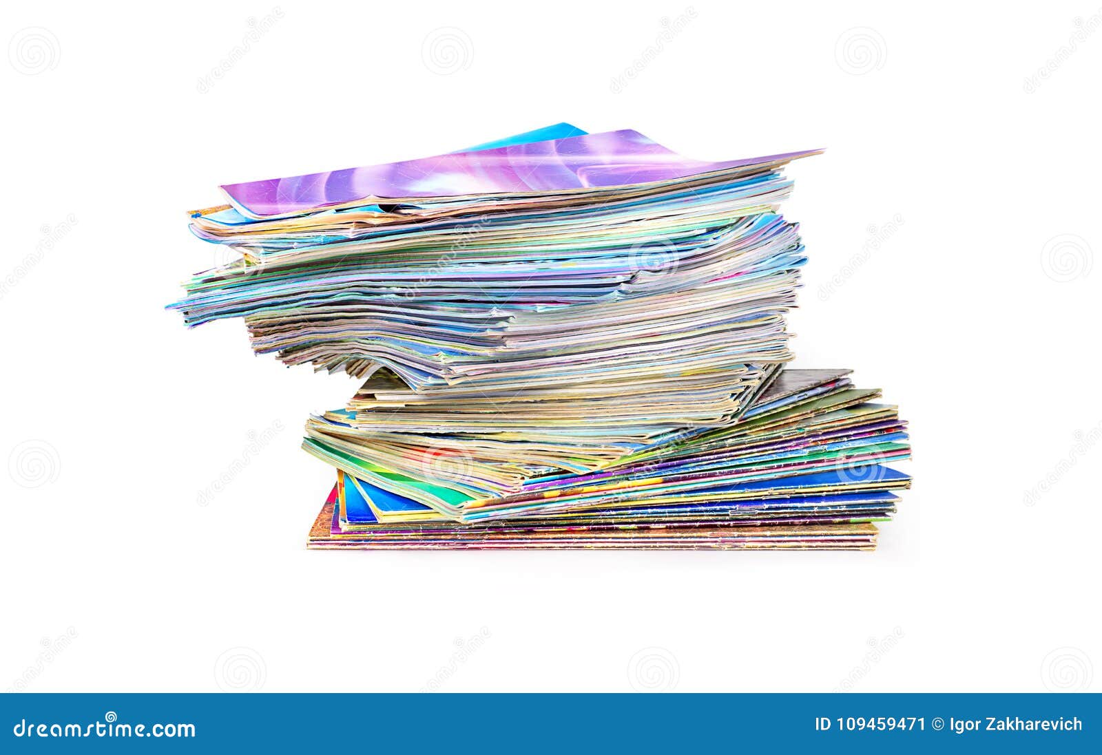Stack of Colorful Magazines Isolated Stock Image - Image of book ...