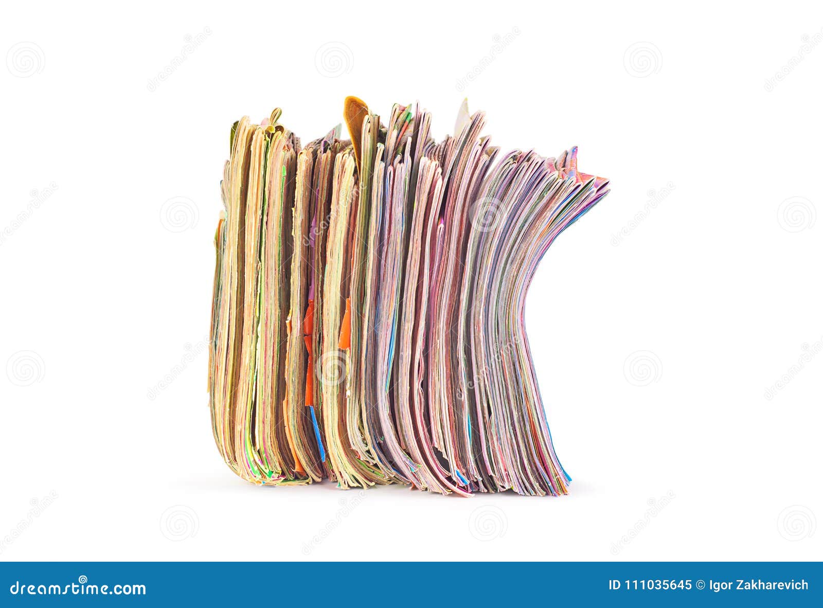 Stack of Colorful Magazines Isolated Stock Image - Image of media ...