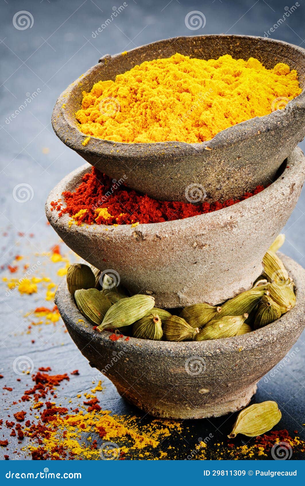 Stack of Colorful Mix of Spices Stock Image - Image of background ...
