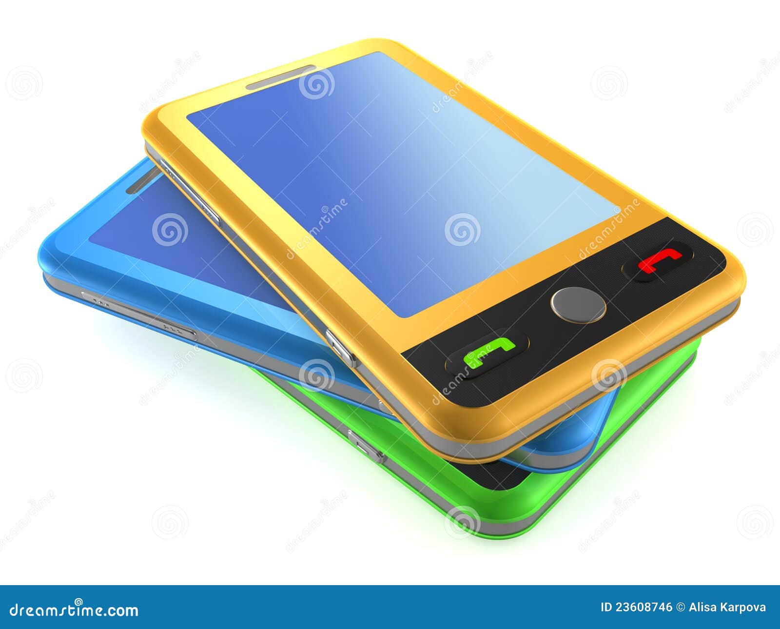 Stack of Colorful Modern Touch Smartphones Stock Illustration ...