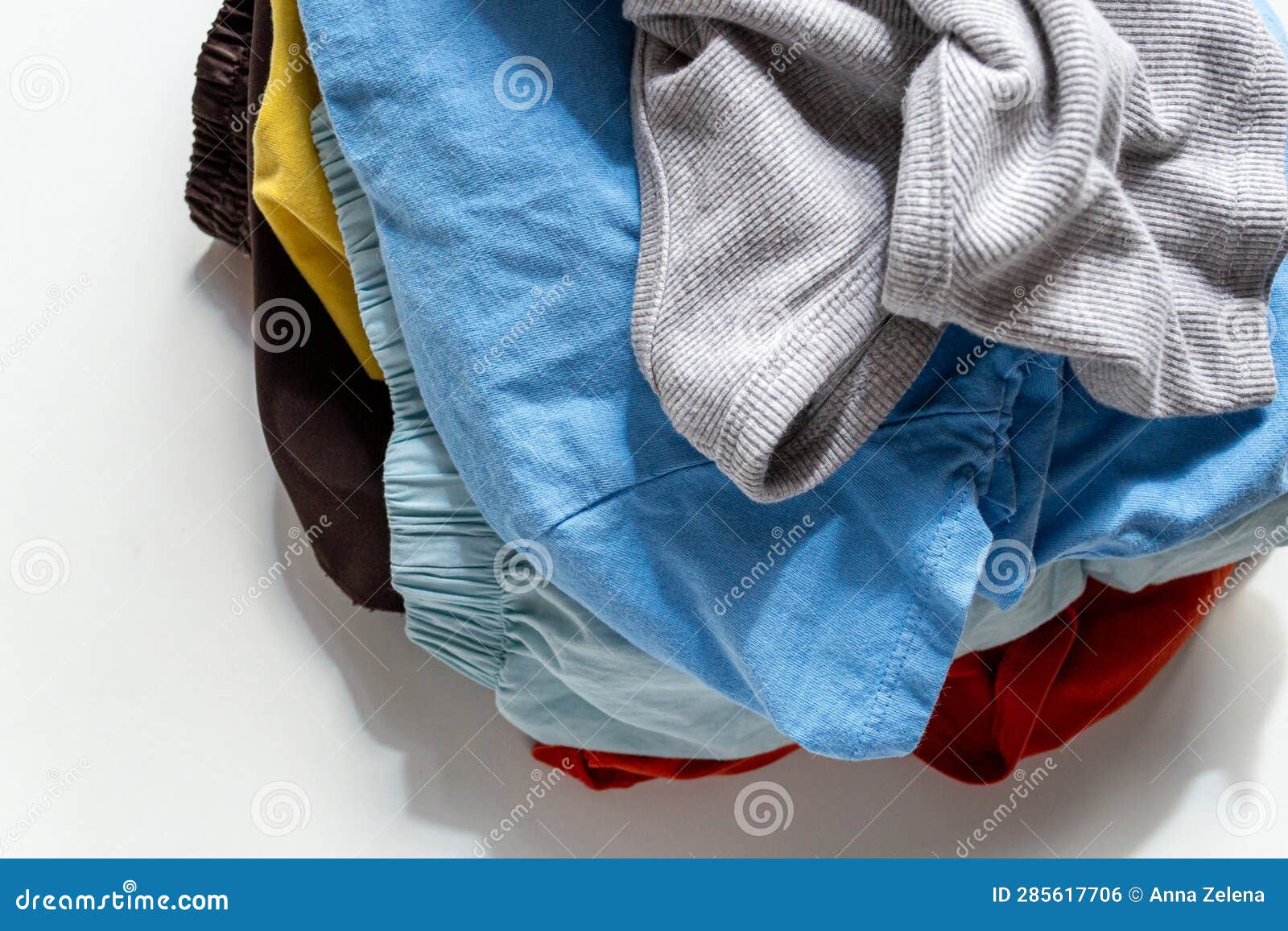 Stack of Colorful Old Clothes for Recycling Stock Photo - Image of ...