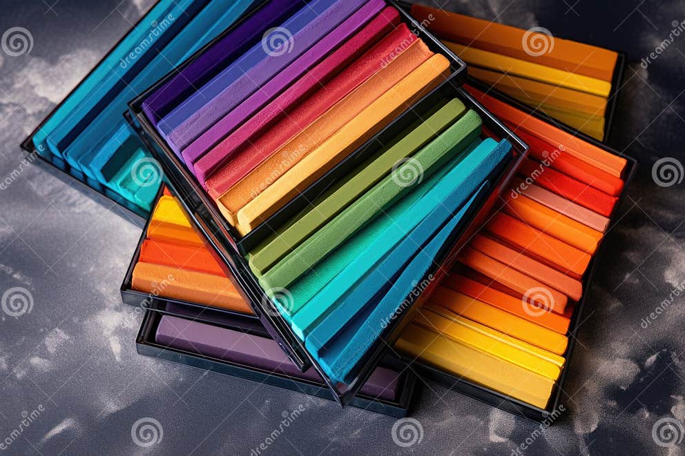 Stack of Colorful Palettes for Bold and Daring Makeup Look Stock ...