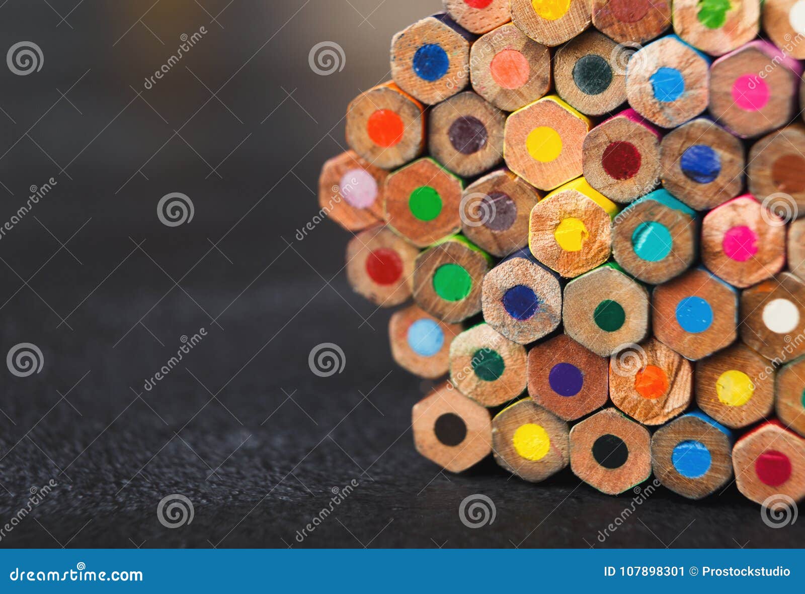 Stack of Colorful Pencils Tips, Art Background Stock Image - Image of ...