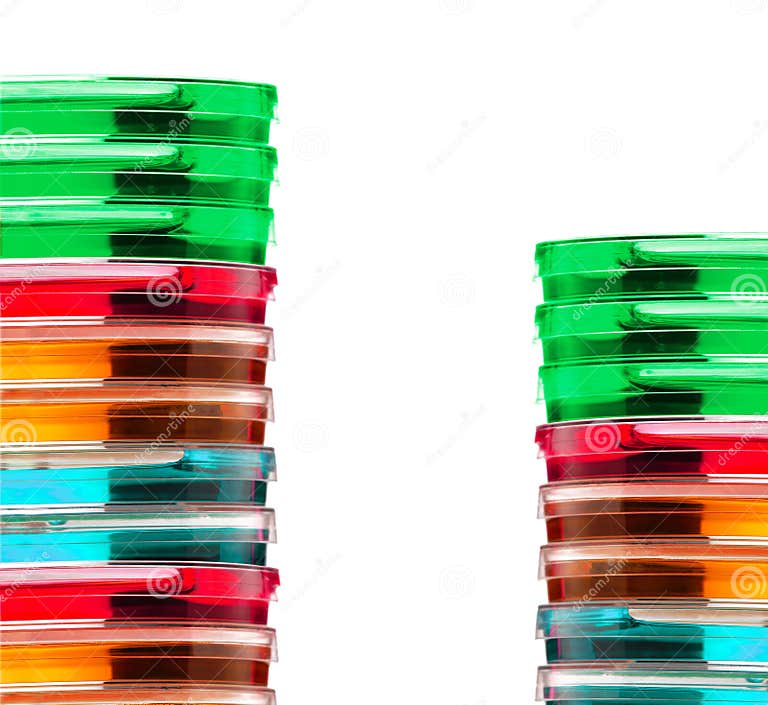 Stack of Colorful Petri Dishes Isolated Stock Photo - Image of bacteria ...