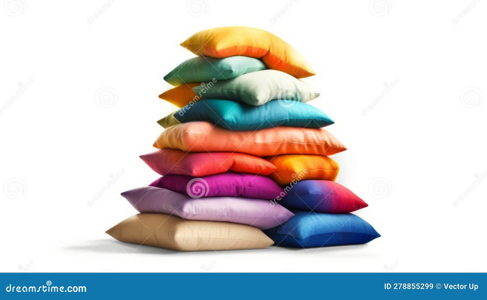 A Stack of Colorful Pillows Isolated on White Background. Generative AI ...