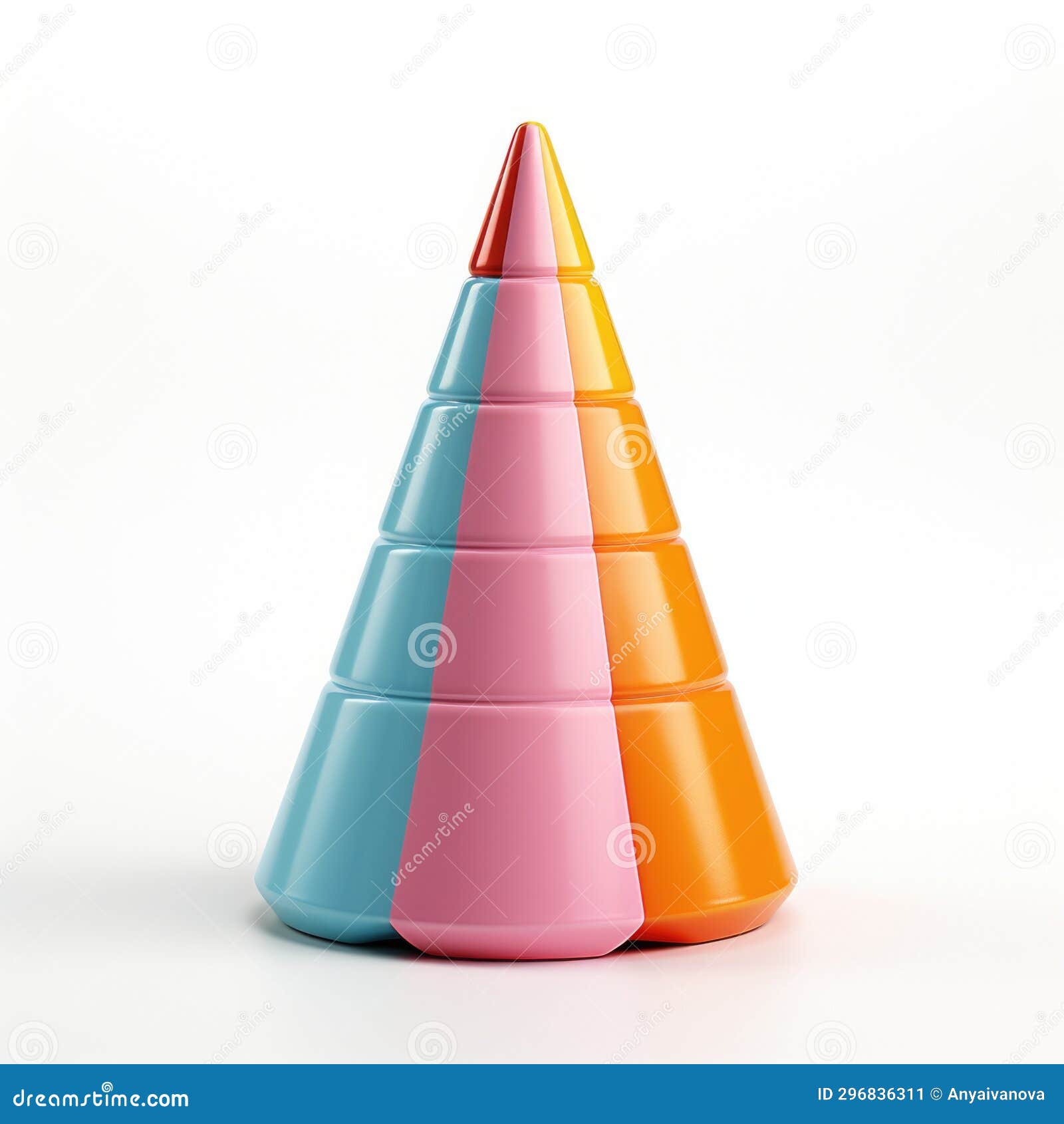 A Stack of Colorful Plastic Cones on a White Surface, Clipart on White ...