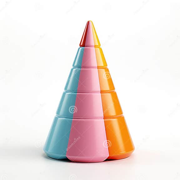A Stack of Colorful Plastic Cones on a White Surface, Clipart on White ...