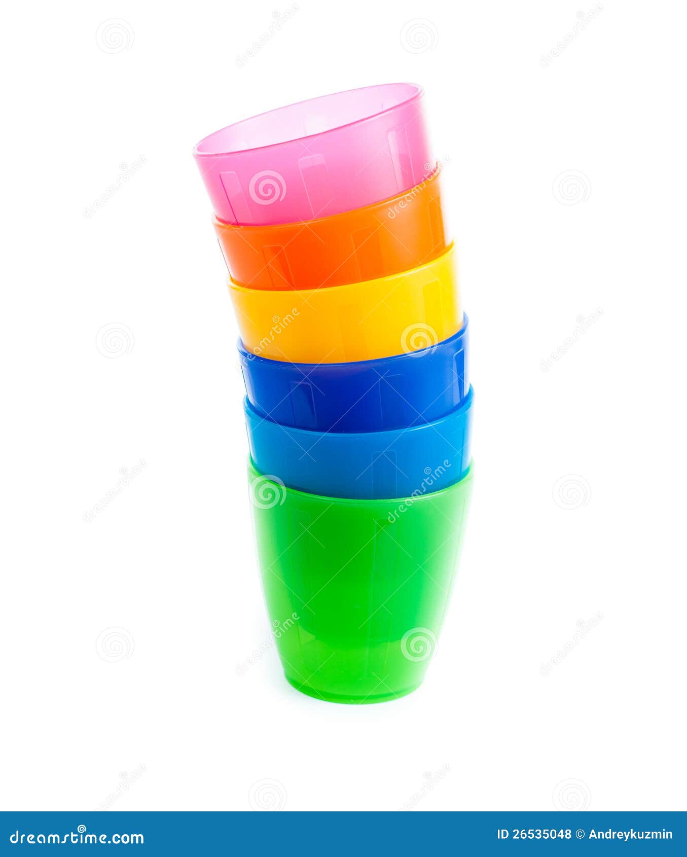 Stack of Colorful Plastic Cups Isolated Stock Photo - Image of yellow ...