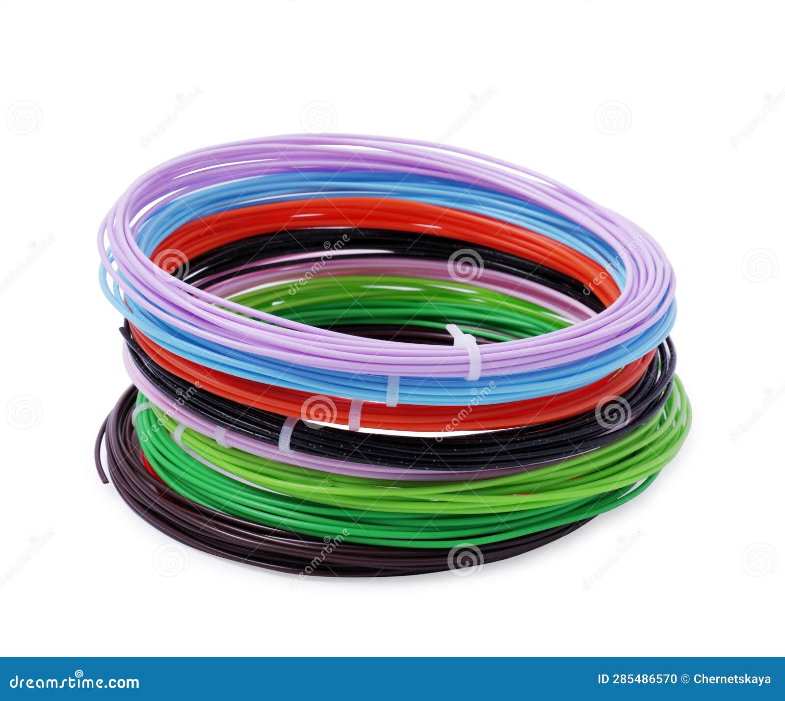 Stack of Colorful Plastic Filaments for 3D Pen on White Background ...