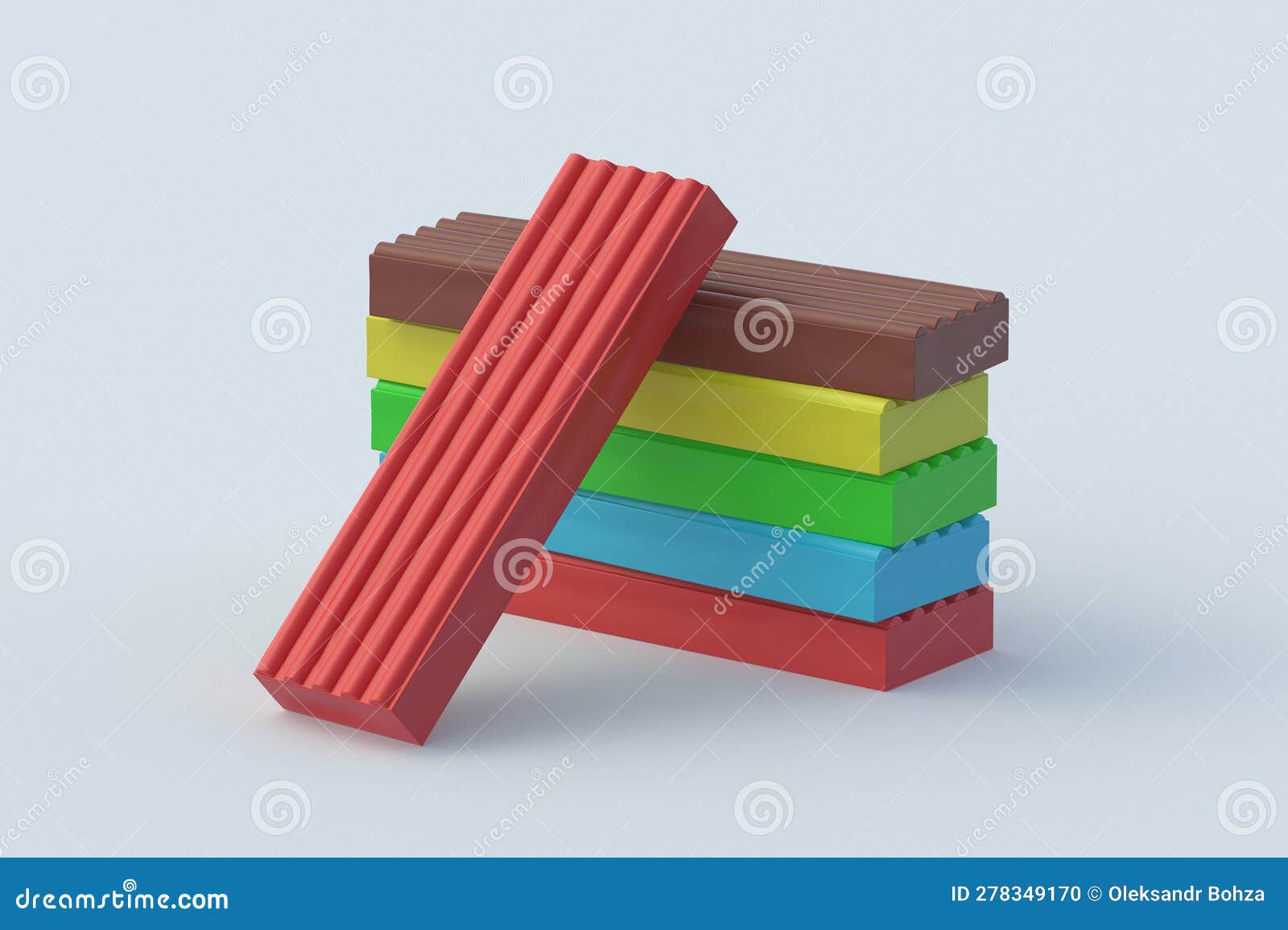 Stack of Colorful Plasticine Bricks on Gray Background. Modeling Clay ...