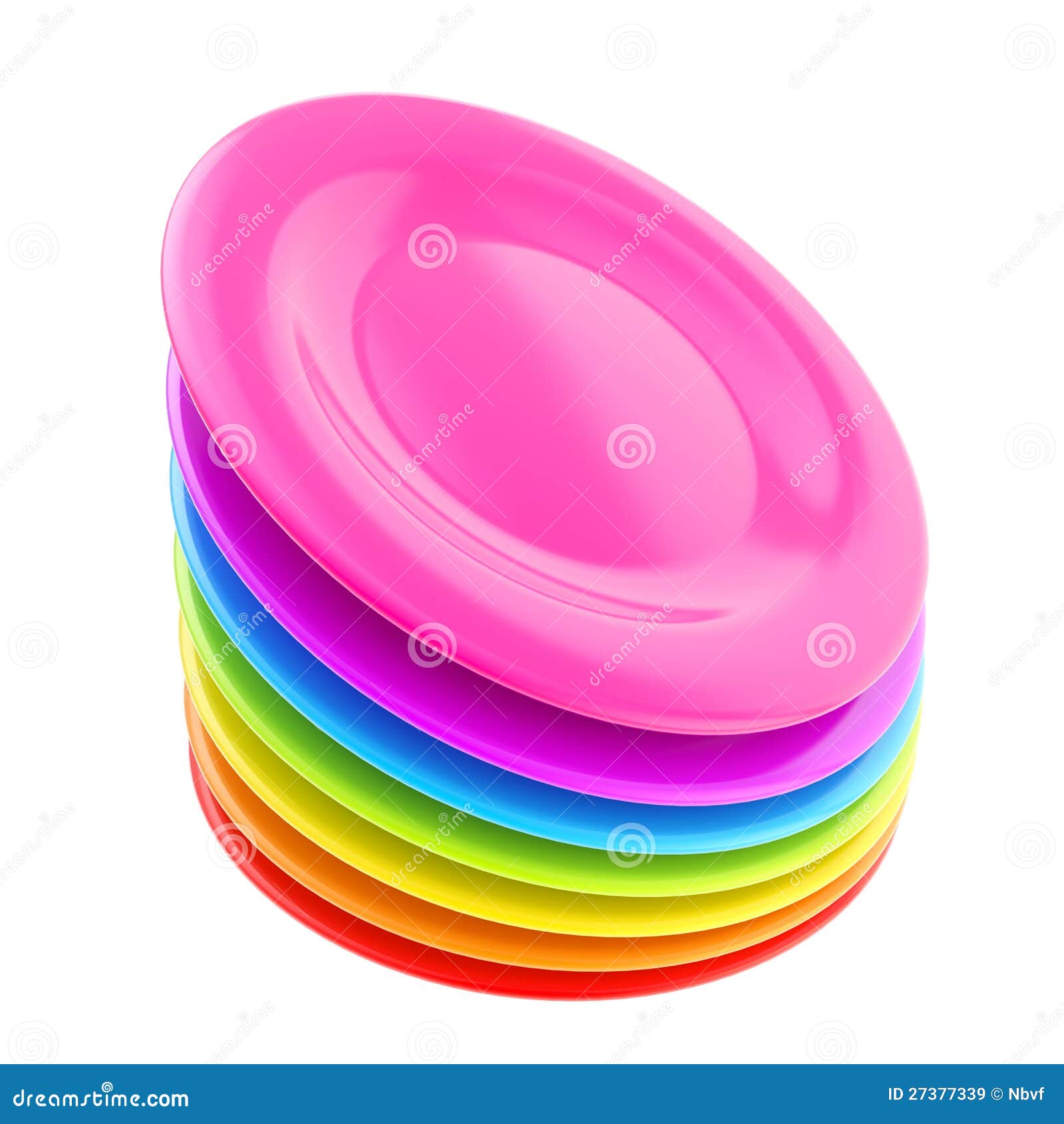 Stack of Colorful Plate Dishes Isolated on White Stock Illustration ...