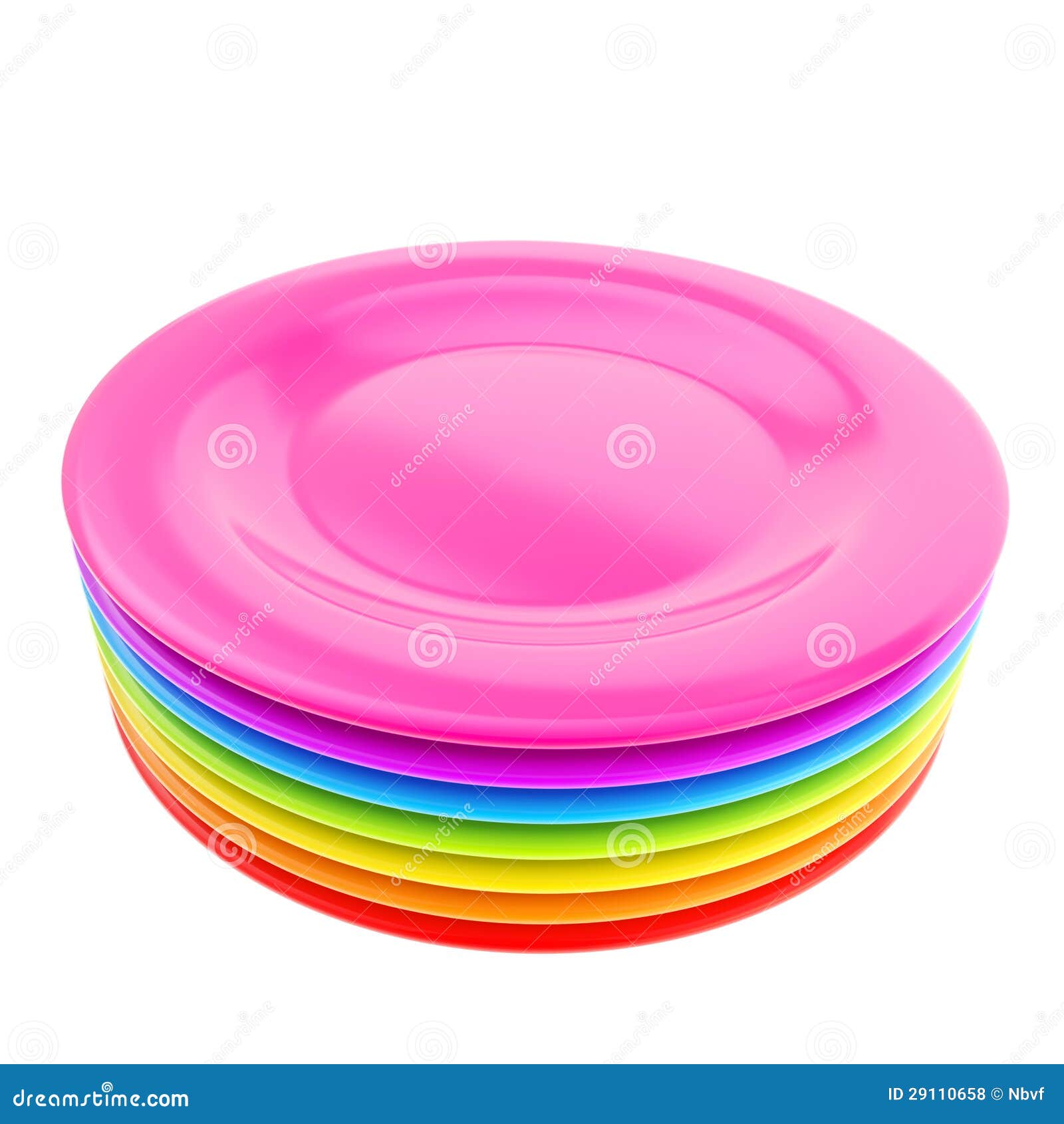 Stack of Colorful Plate Dishes Isolated on White Stock Illustration ...