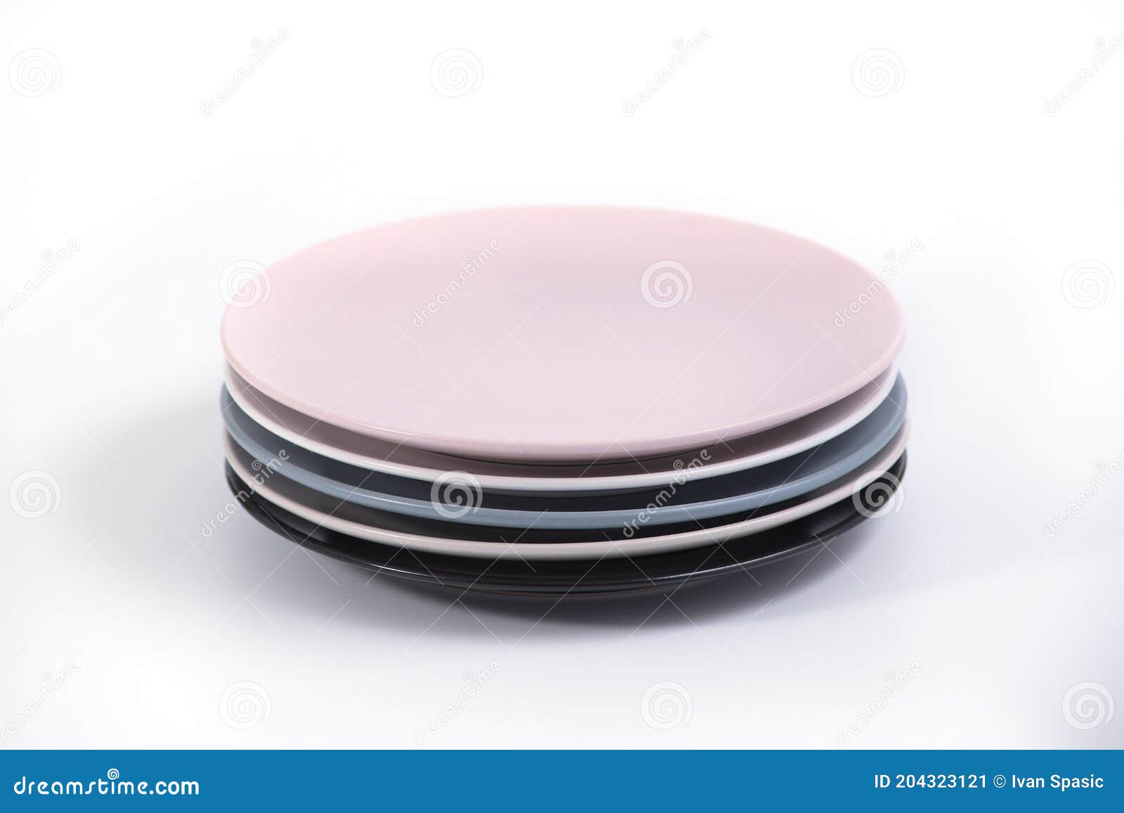 Stack of Colorful Plates Isolated on White Background Stock Image ...