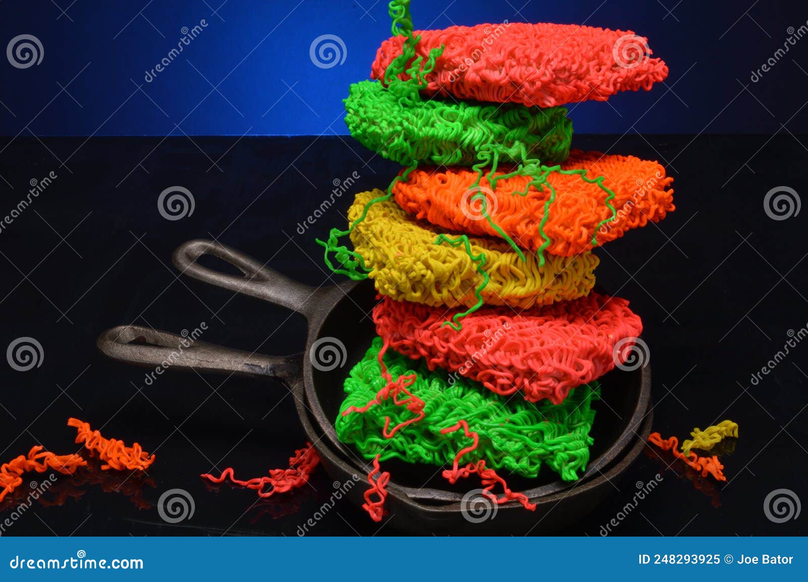 Stack of Colorful Ramen Noodles Stock Image - Image of collection ...