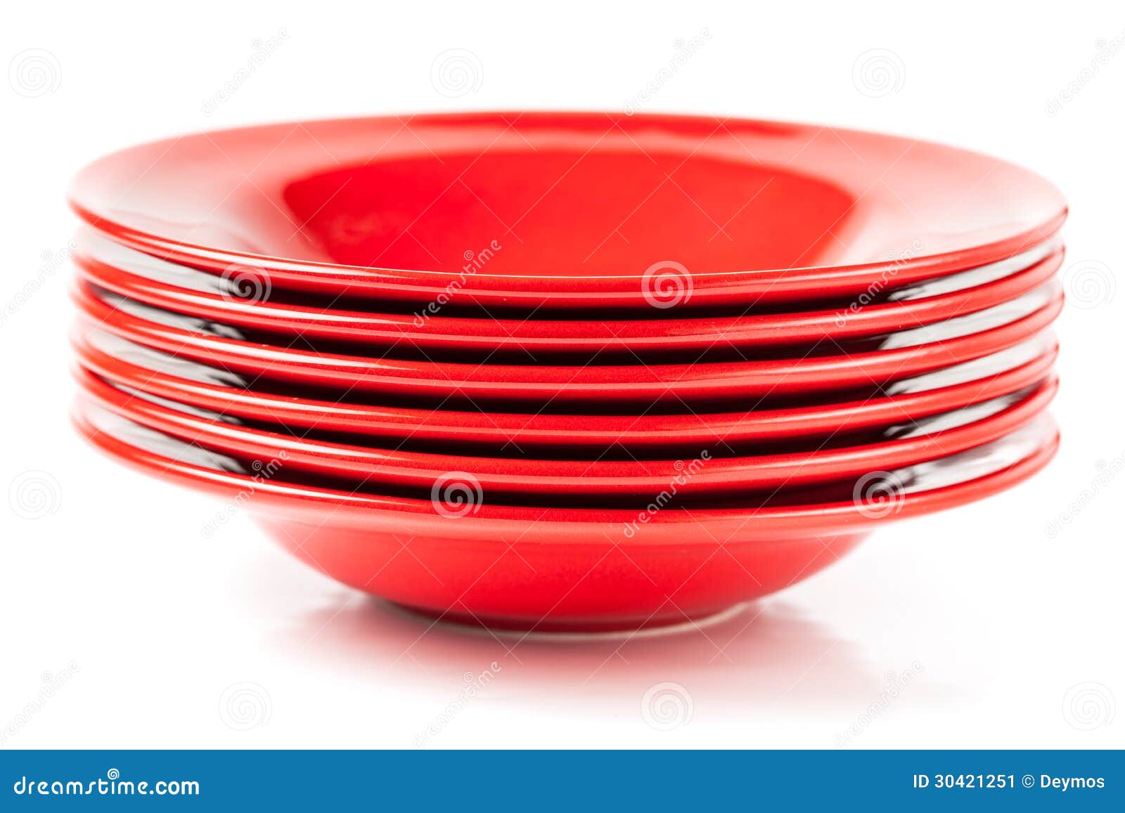 Stack of Colorful Red Ceramics Plates Stock Image - Image of plate ...