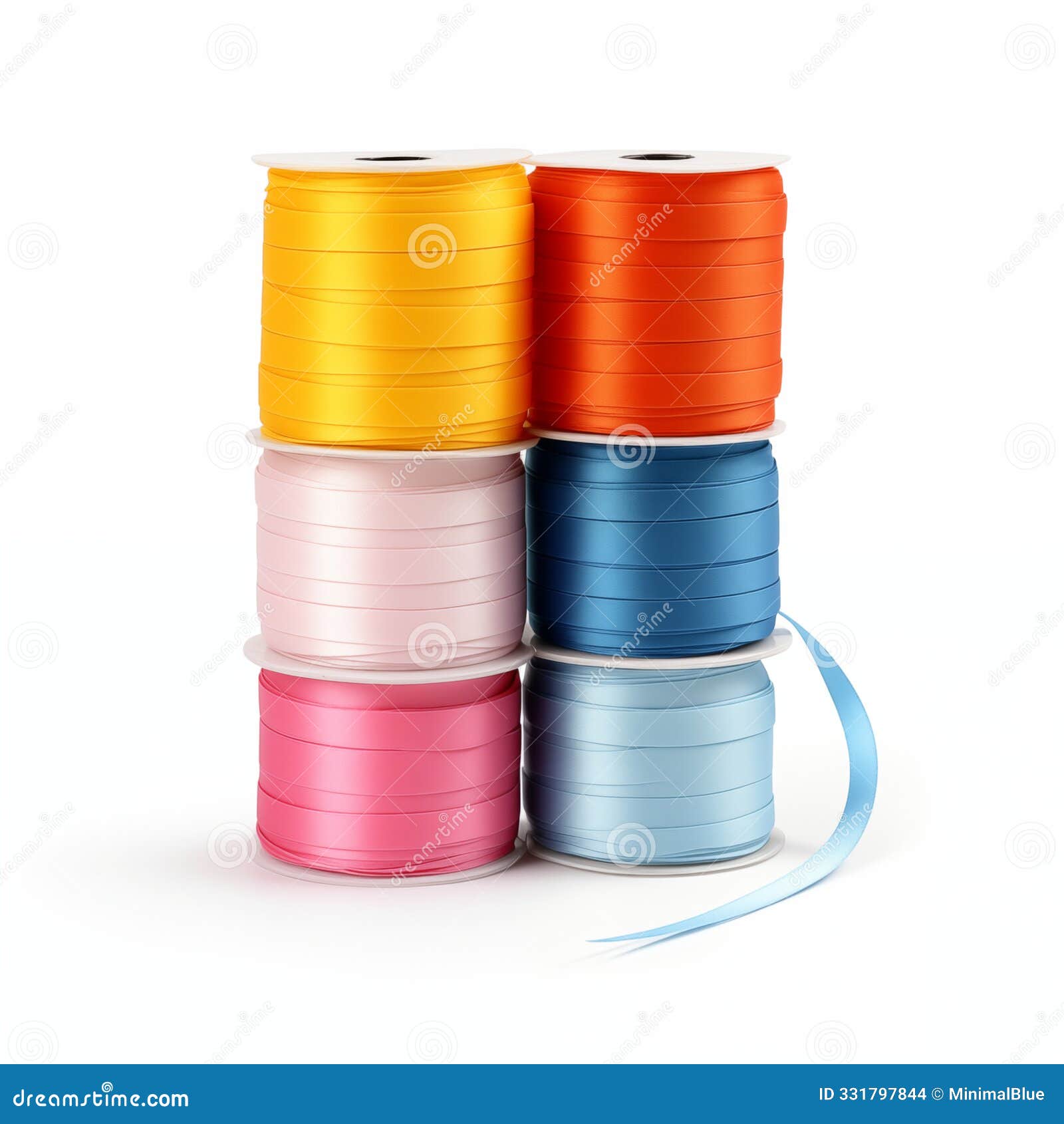 Stack of Colorful Ribbon Rolls on White Background Stock Illustration ...
