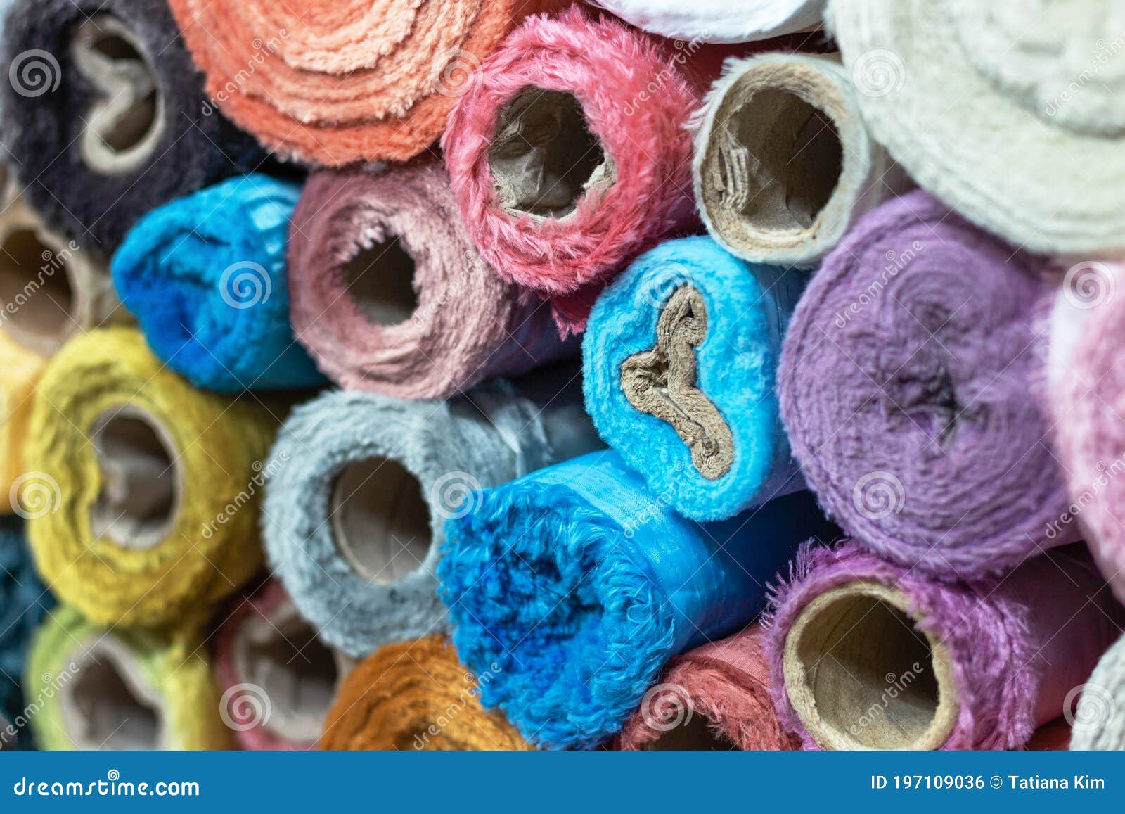 Stack of Colorful Rolls with Cloth Close Up, Side View Stock Photo ...