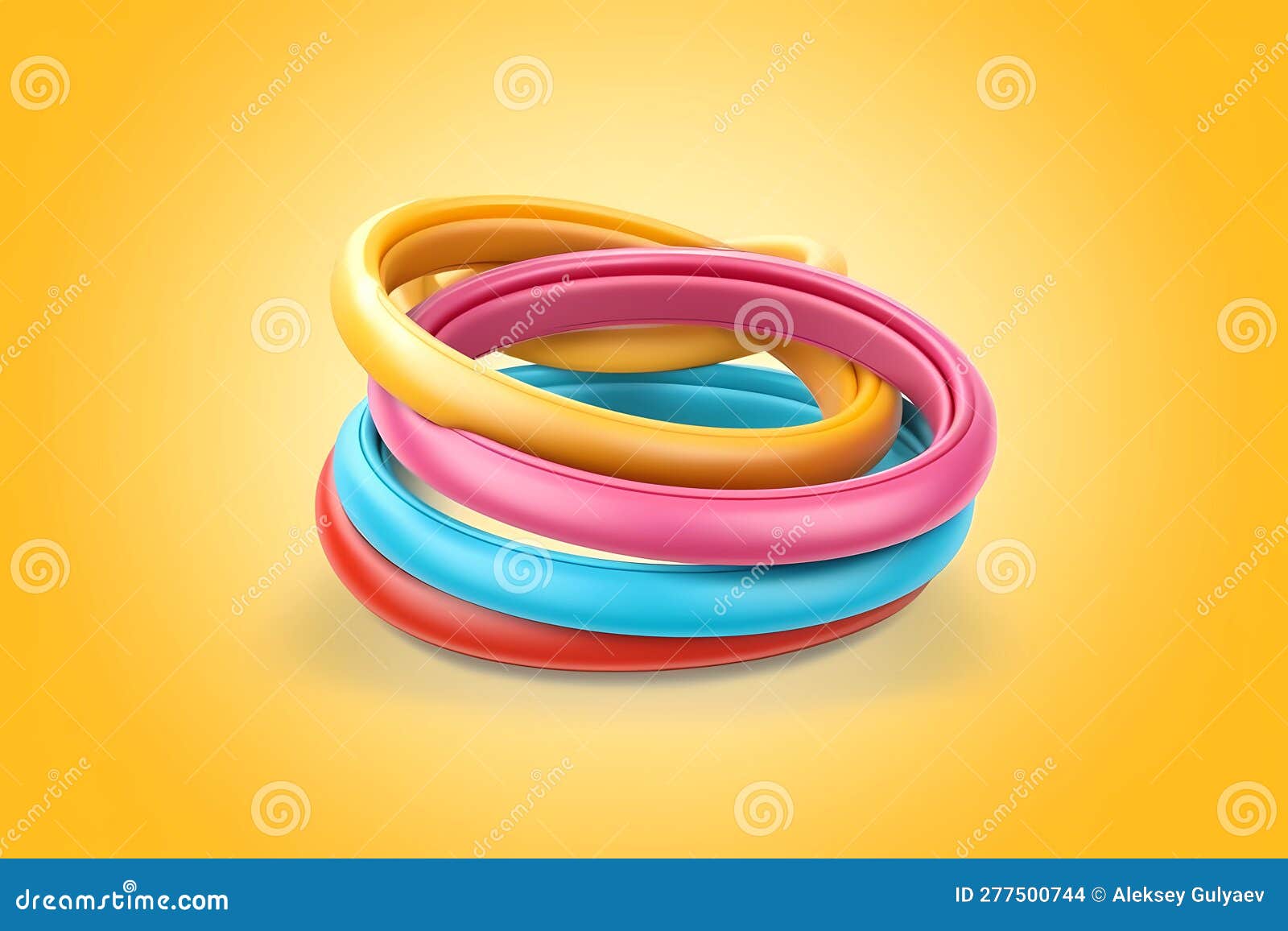 A Stack of Colorful Rubber Bands on a Yellow Background. AI Generation ...