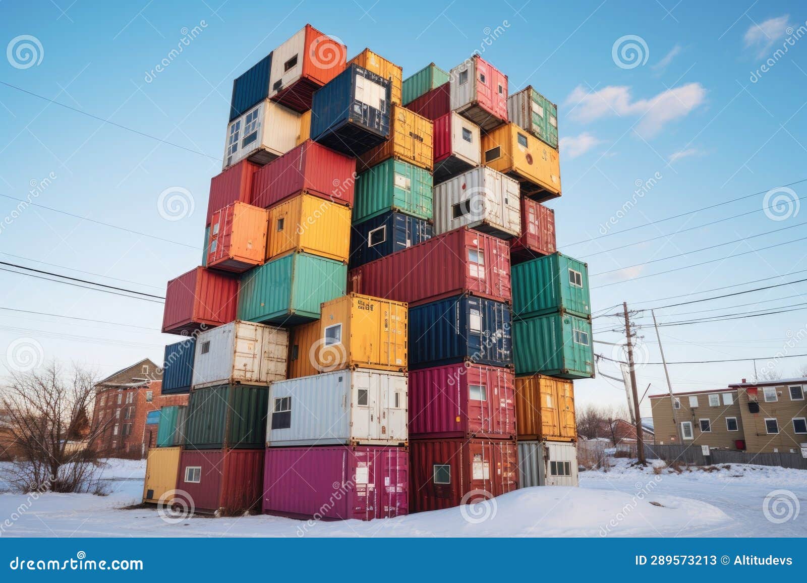 Stack of Colorful Shipping Containers Stock Image - Image of ...