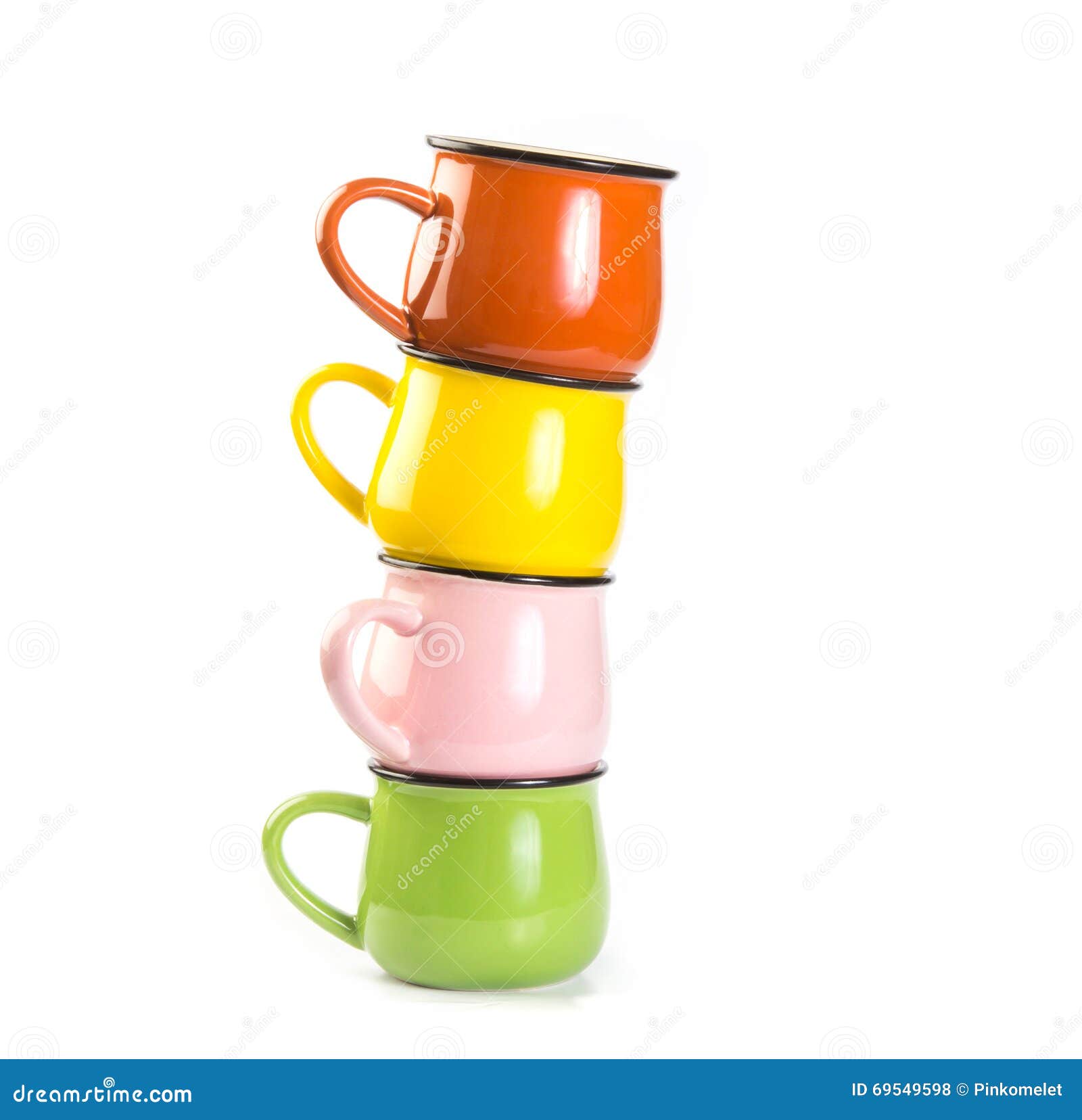 Stack of Colorful Soup Cups Isolated on White Background Stock Photo ...