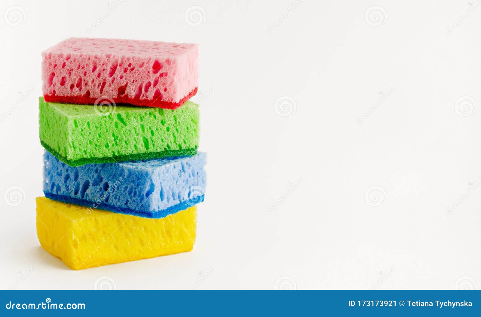 Stack of Colorful Sponges Isolated on White. Dishwashing Concept Stock ...