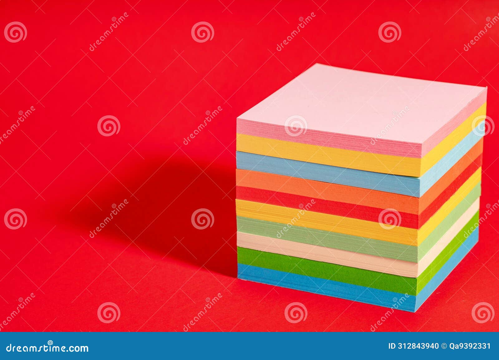 Stack of Colorful Sticky Notes Isolated on Red Background Stock Photo ...