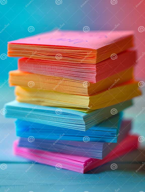 A Stack of Colorful Sticky Notes in Rainbow Colors. Stock Photo - Image ...