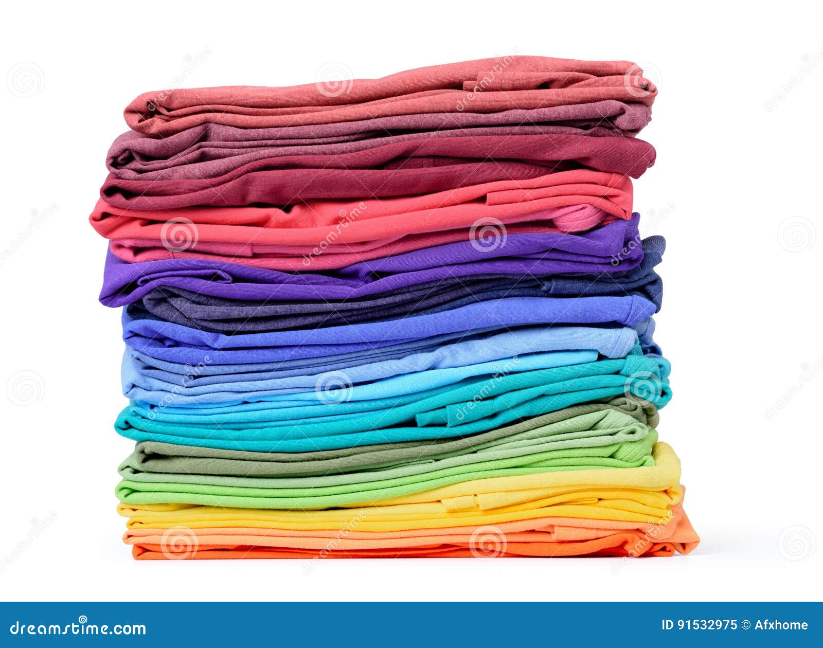 Stack of Colorful T-shirt Isolated on White Background. File Contains a ...