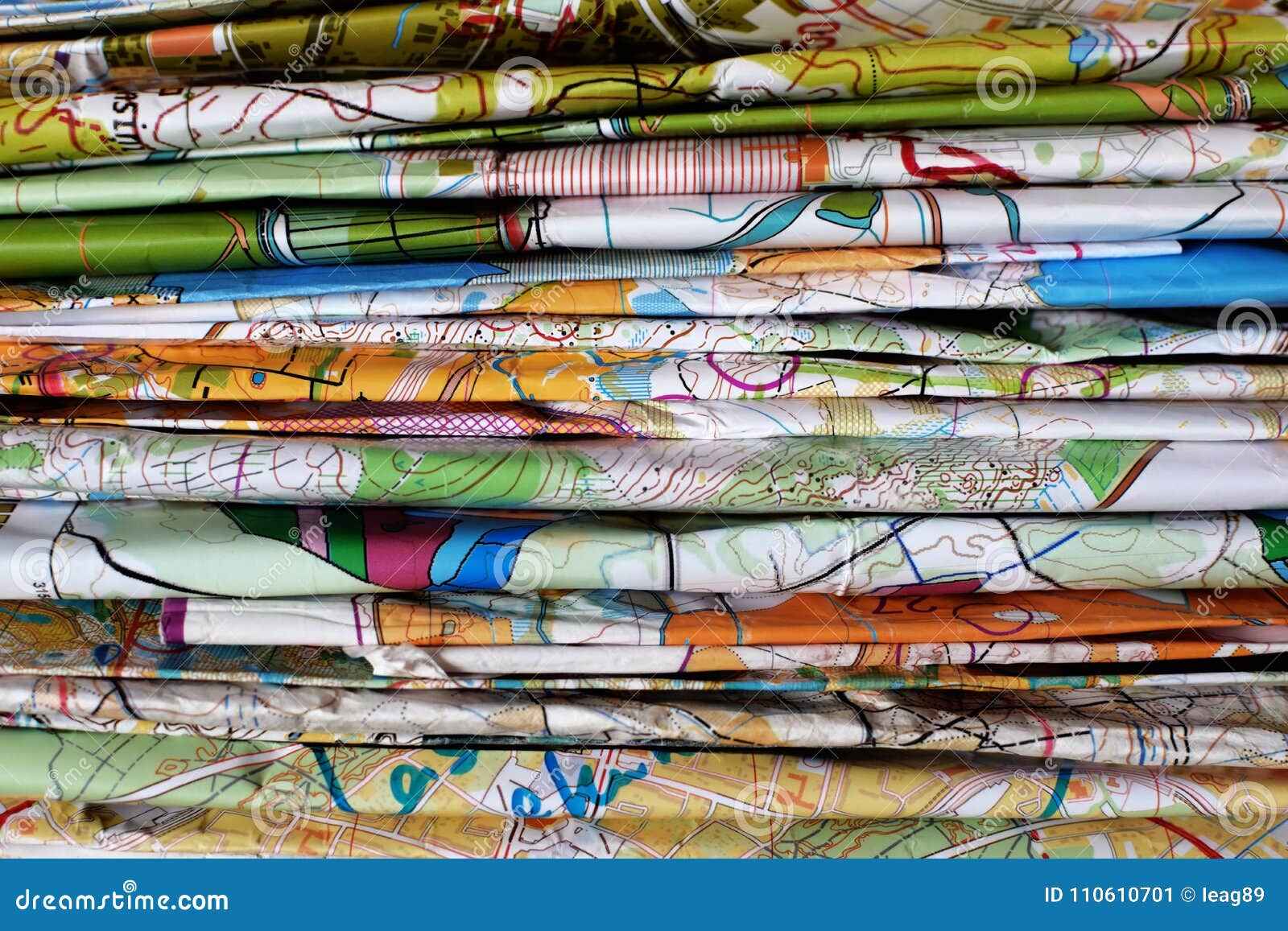 Stack Of Colorful Topographic Maps Stock Image Image Of Concept Control 110610701