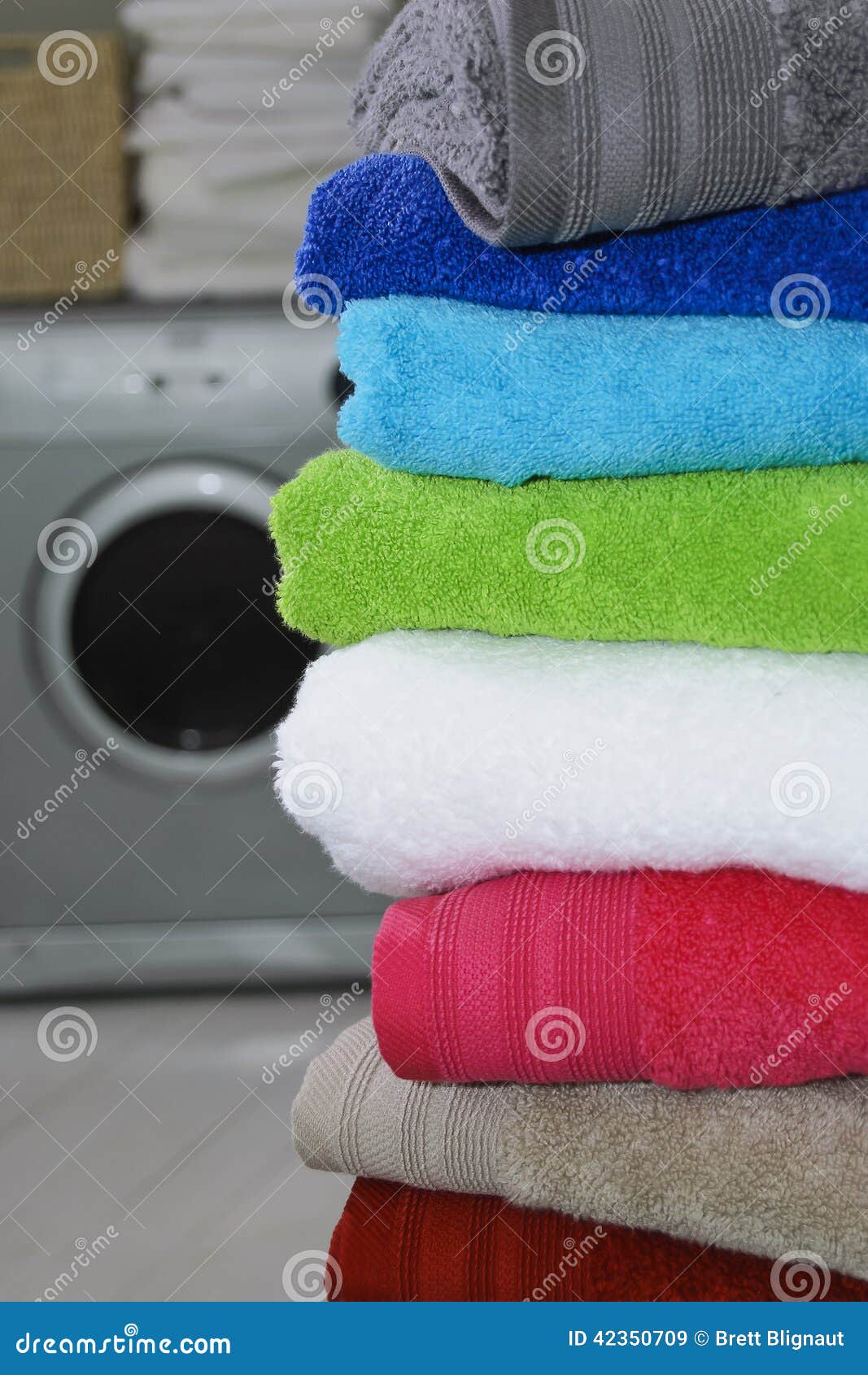 Stack of colorful towels stock image. Image of laundry - 42350709