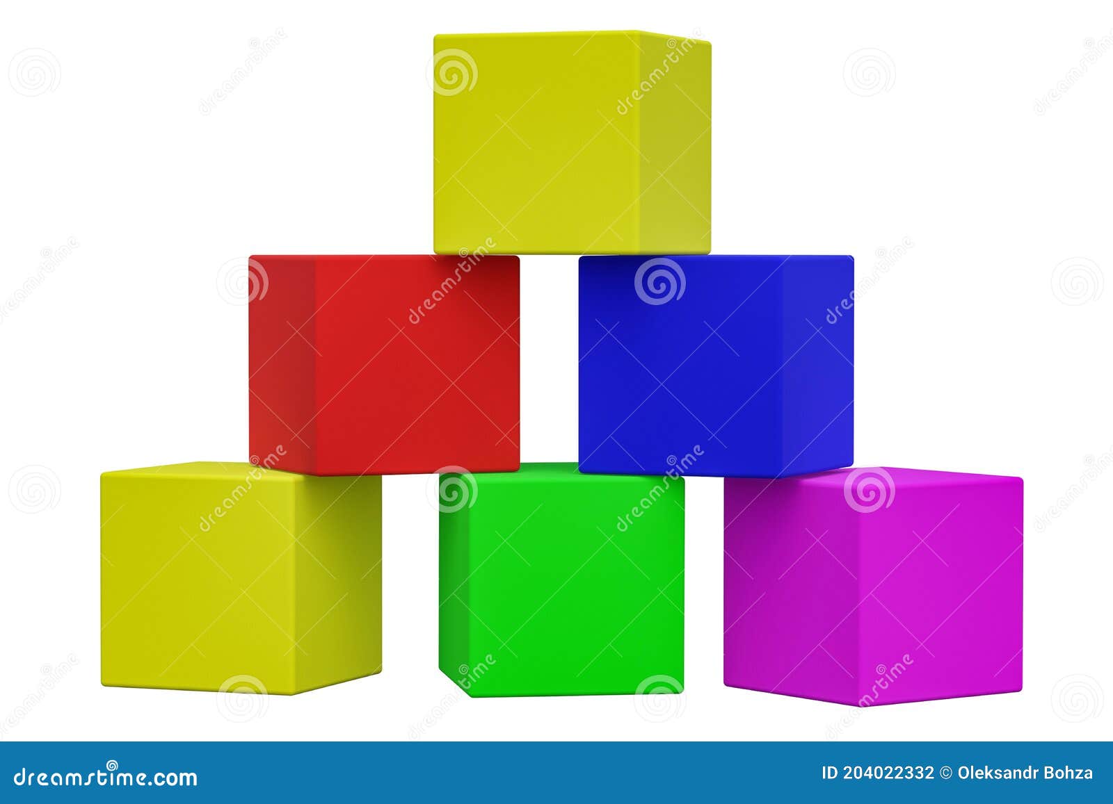 Stack of Colorful Toy Cubes Isolated on White Background Stock ...