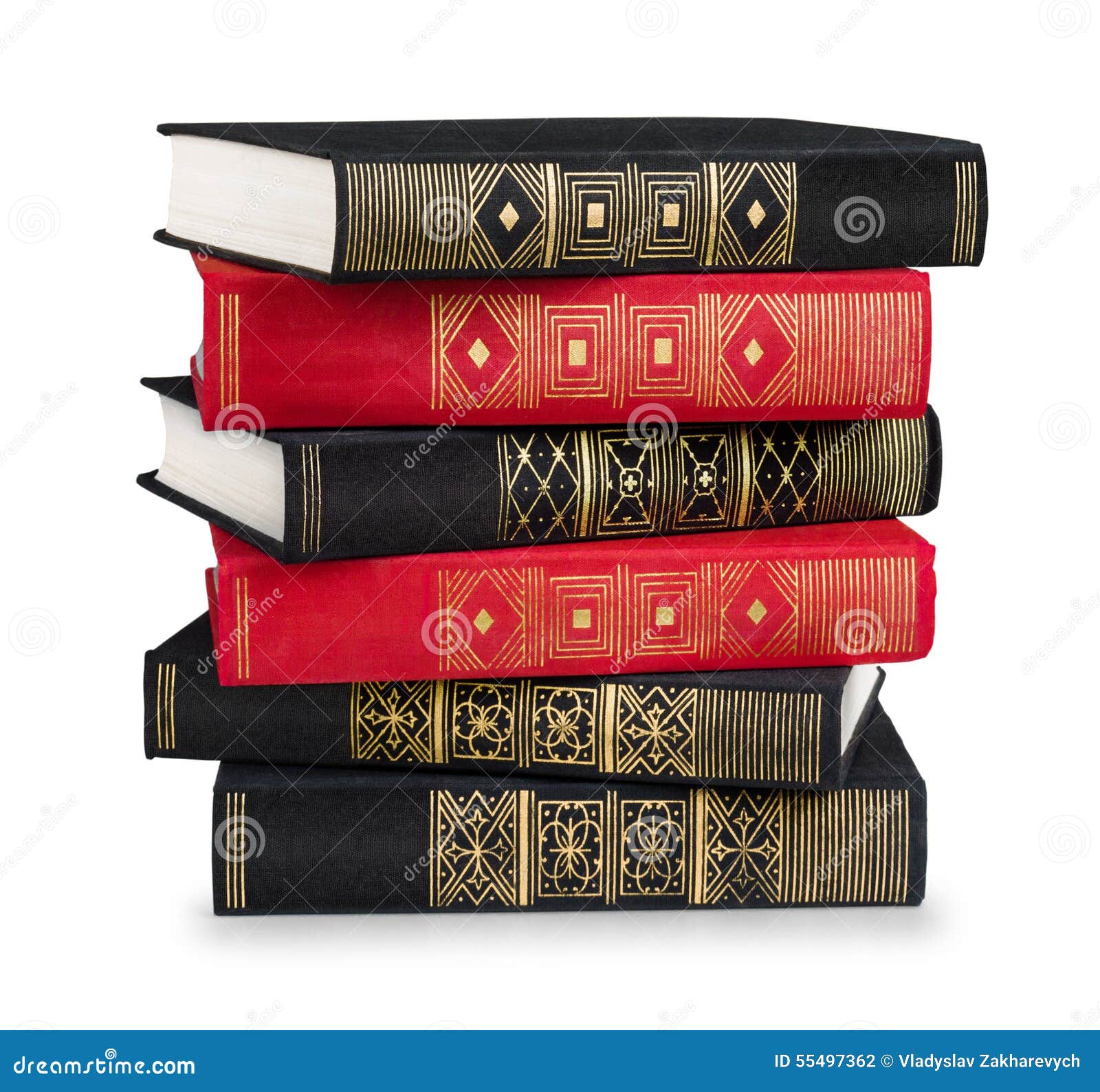Stack of Colorful Vintage Books with Gold Ornament Stock Photo - Image ...