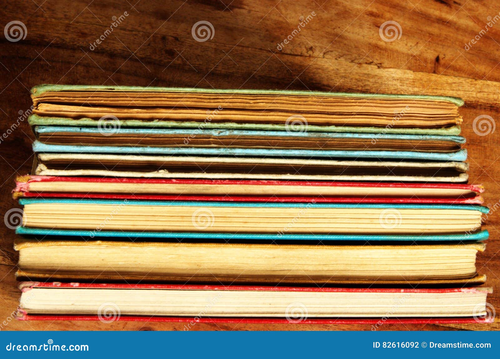 Stack of Colorful Vintage Books Stock Photo - Image of learning ...