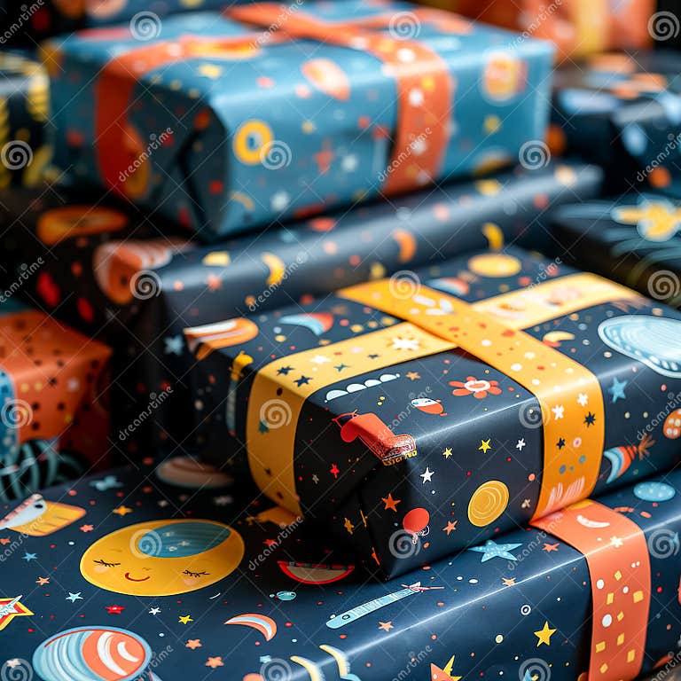 A Stack of Colorful Wrapping Paper with Various Patterns and Designs ...