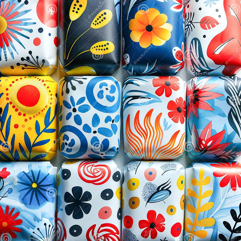 A Stack of Colorful Wrapping Paper with Various Patterns and Designs ...