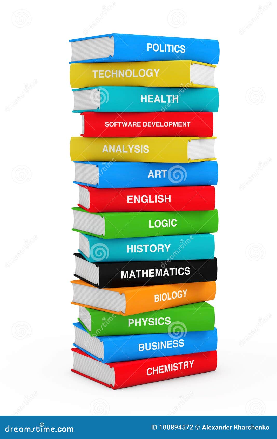 Stack of Coloured School Books. 3d Rendering Stock Illustration ...