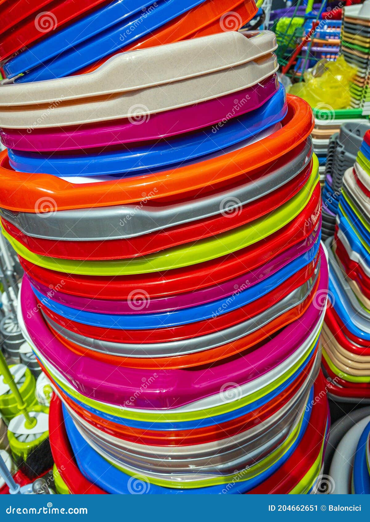 Stacked Buckets stock image. Image of buckets, stack - 204662651