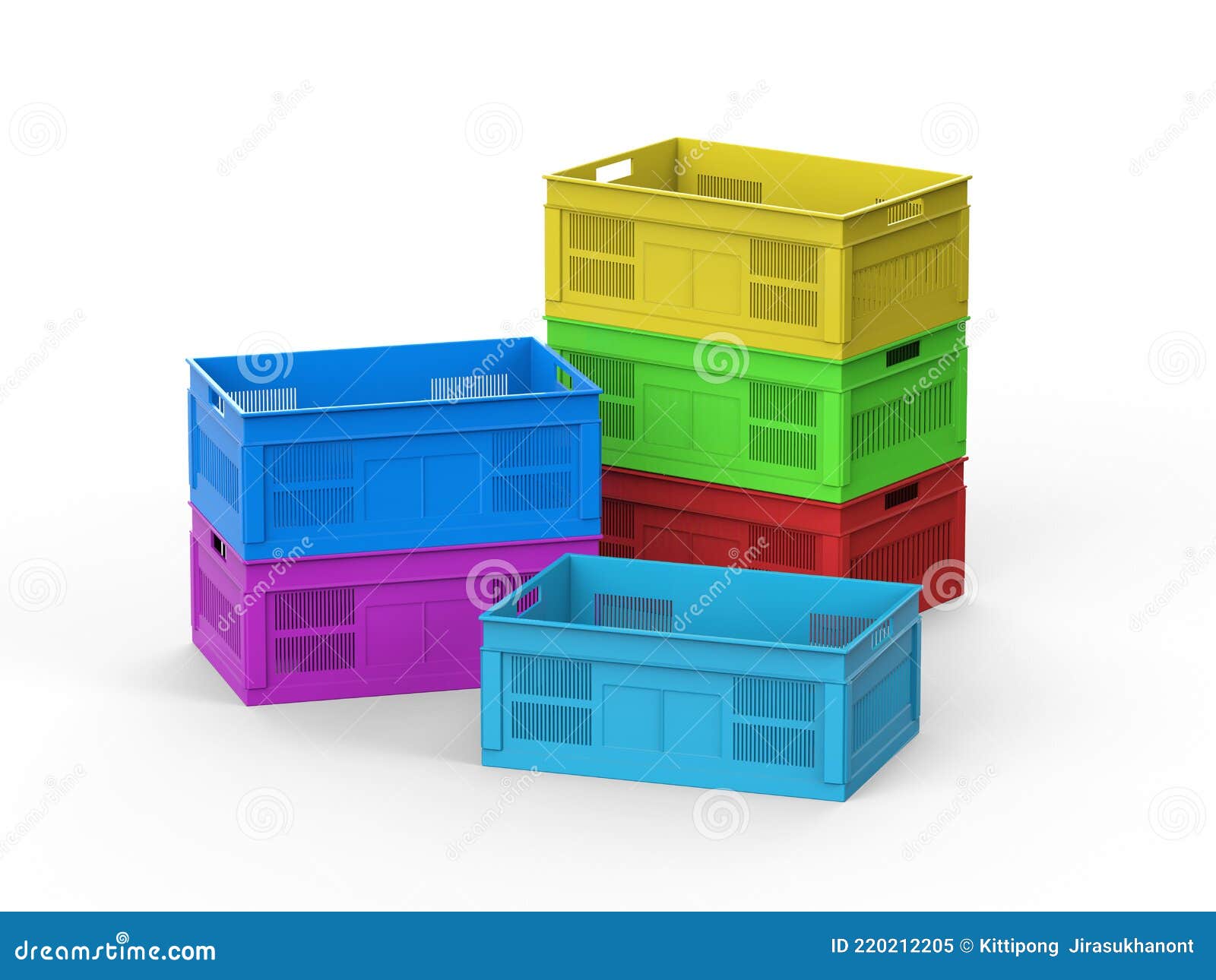 Stack of Colourful Plastic Crates Stock Illustration - Illustration of ...