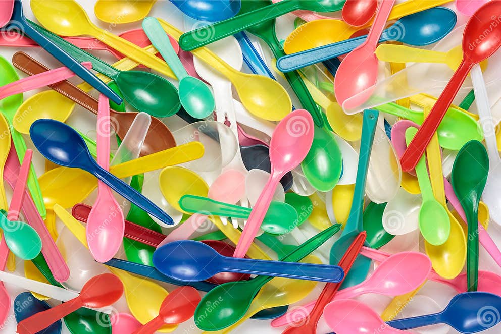 Stack of Colourful Plastic Spoons. Stock Image - Image of dining, pile ...
