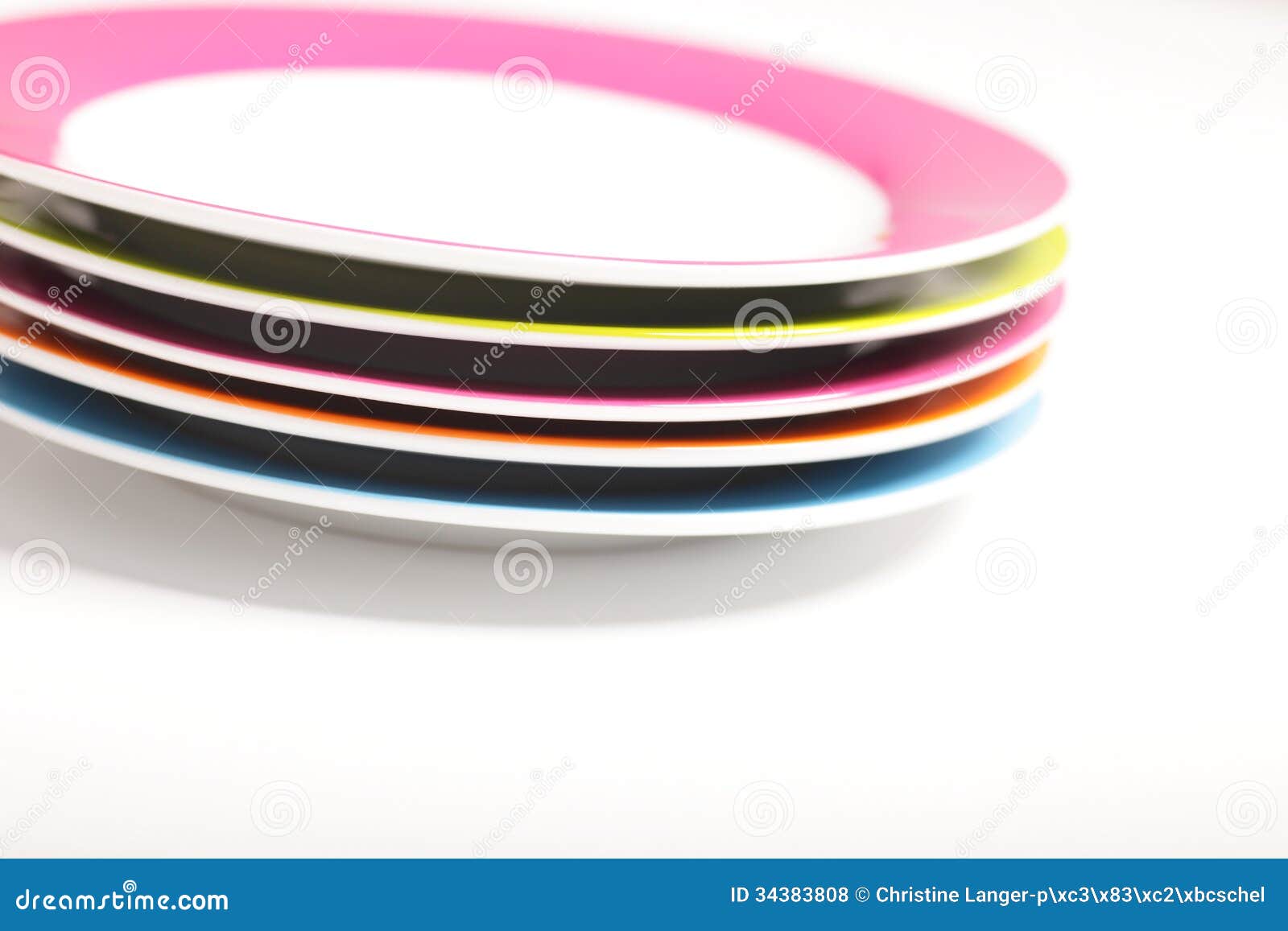 Stack of colourful plates stock photo. Image of kitchen - 34383808