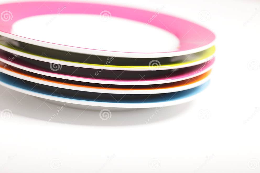 Stack of colourful plates stock photo. Image of kitchen - 34383808