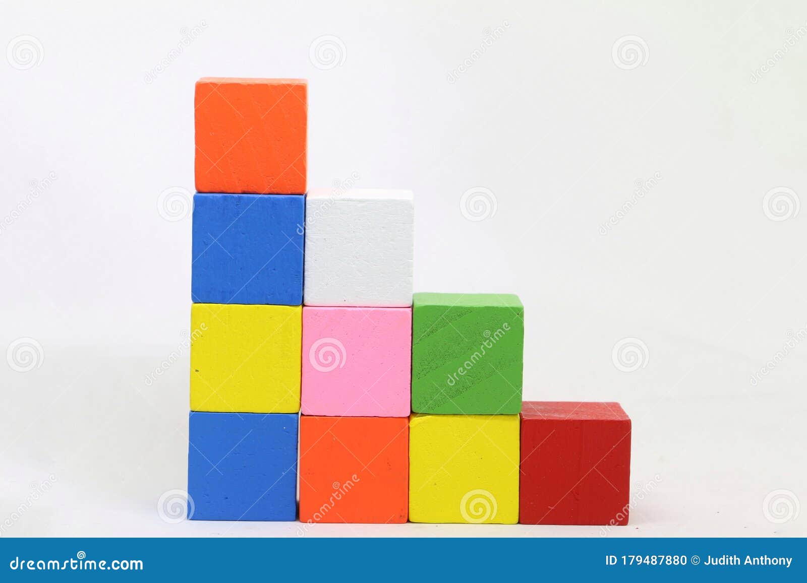 Stack of Colourful Wooden Blocks Isolated on White Background. Stock ...