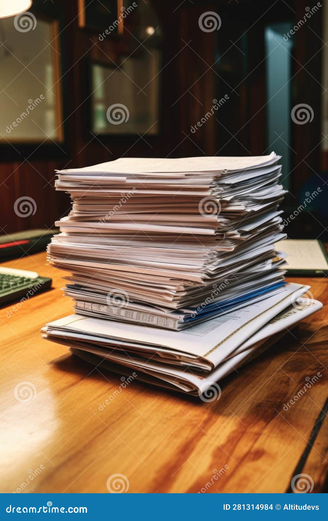 Stack of Completed Survey Forms on a Desk Stock Illustration ...