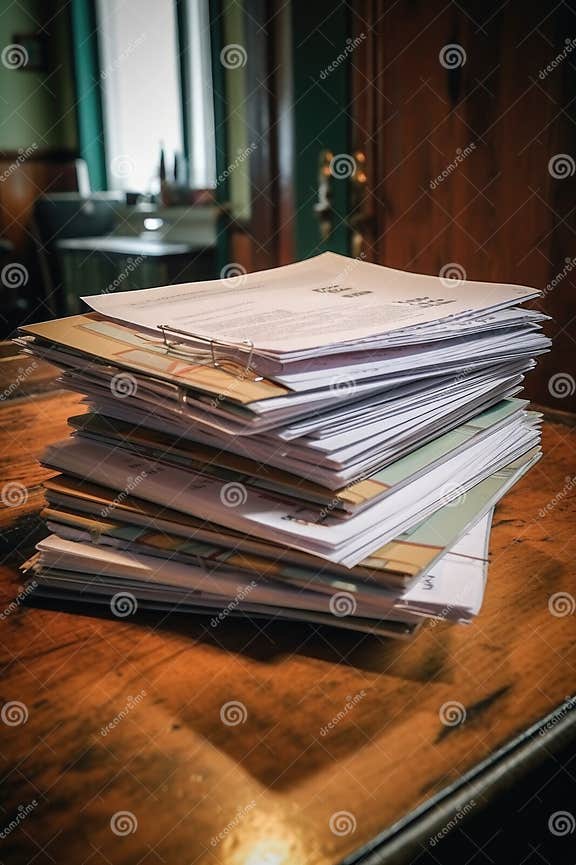 Stack of Completed Survey Forms on a Desk Stock Illustration ...